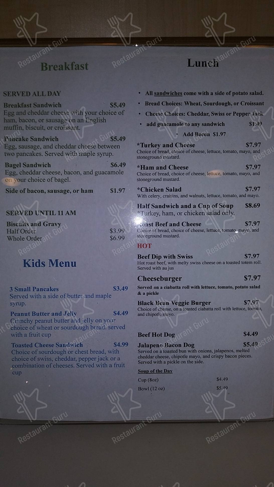 Menu at Semiahmoo Store & Café cafe, Blaine