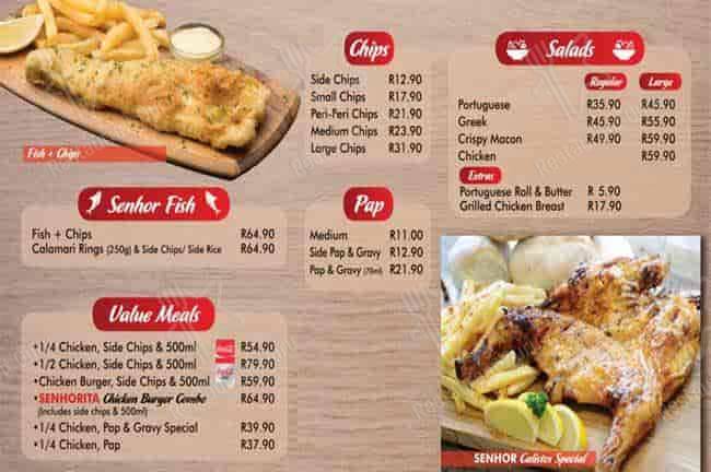 Menu at Senhor Calistos Maitland restaurant, Cape Town, 163 Voortrekker Rd