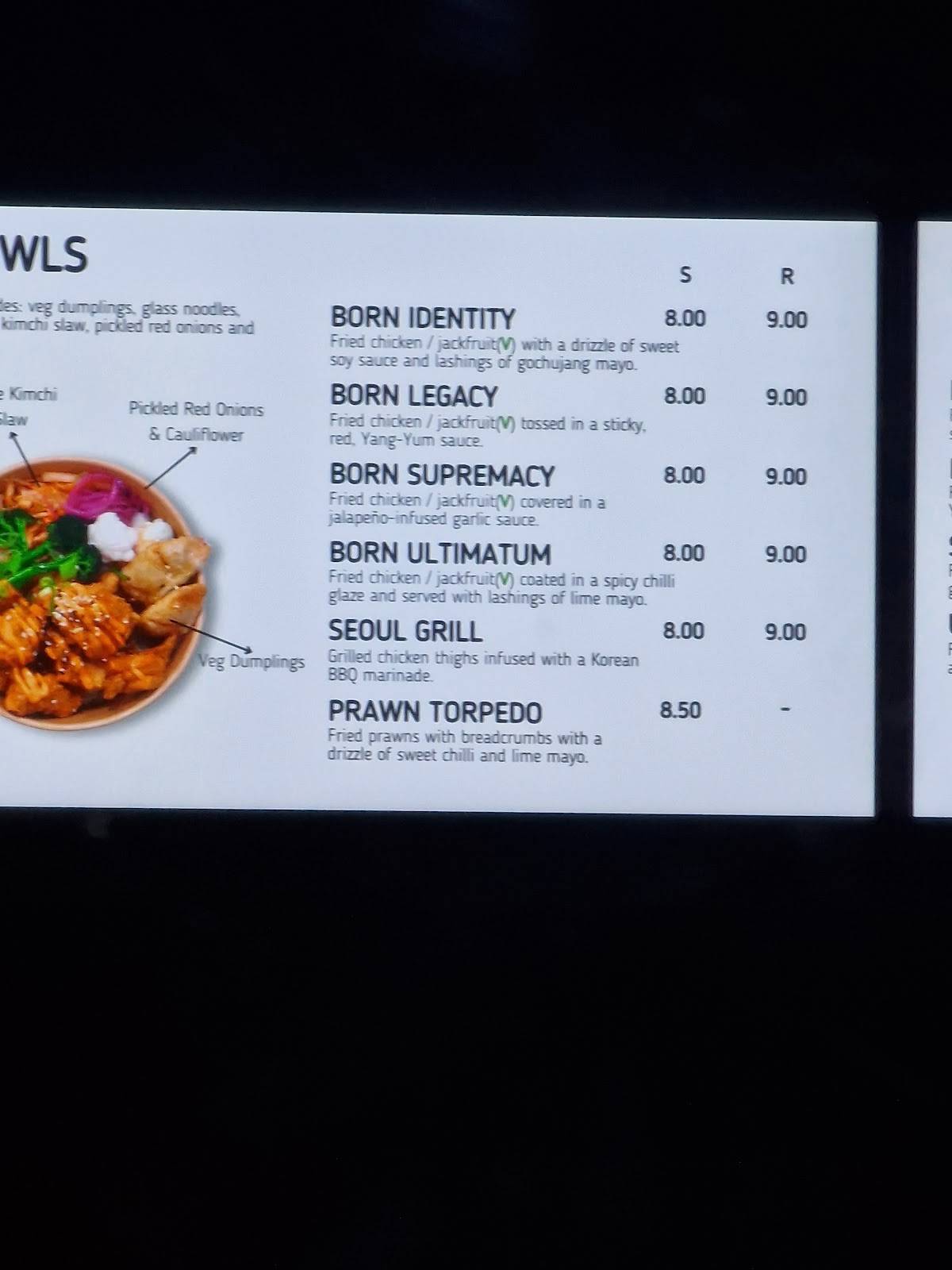 Menu at Seoul Born, Norwich