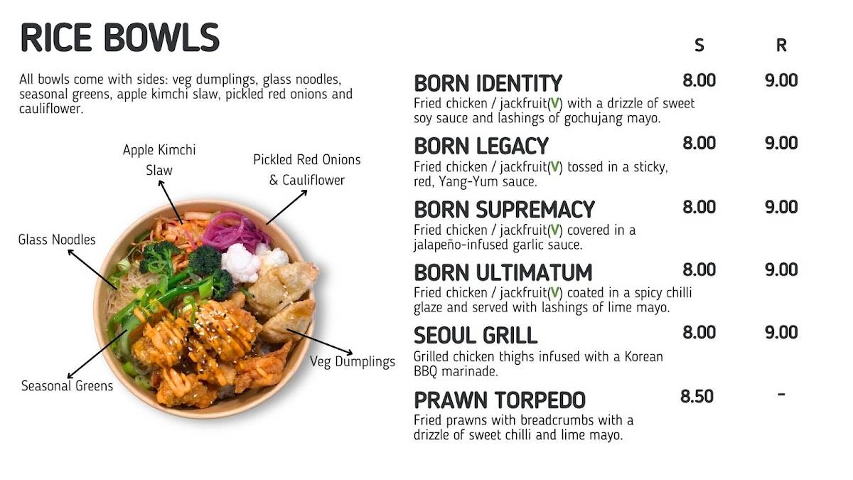 Menu at Seoul Born, Norwich