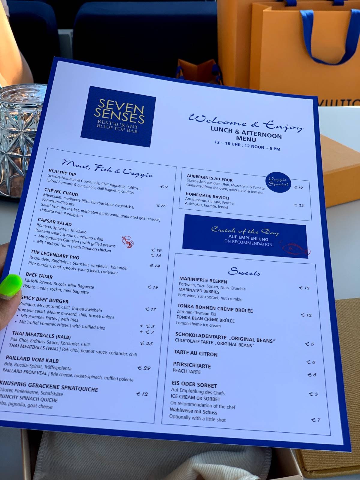 Speisekarte von Seven Senses restaurant, Salzburg