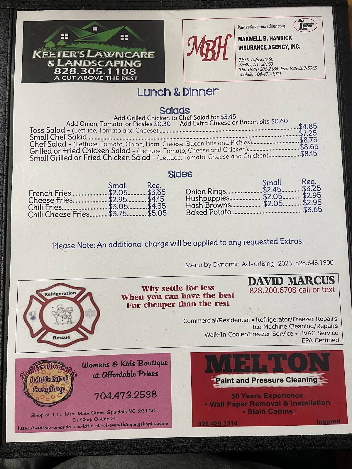 Menu at Shake Shop restaurant, Spindale