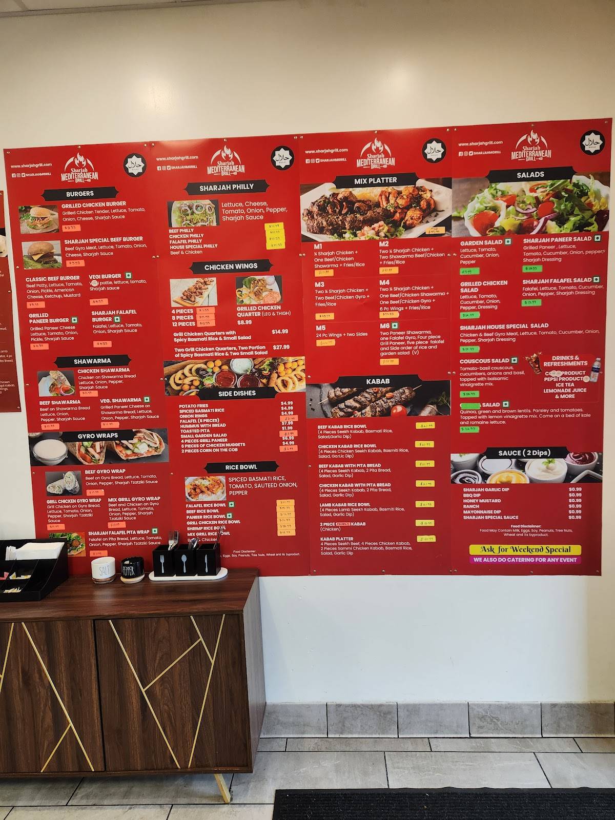 Menu at Sharjah Mediterranean Grill restaurant, Chesterfield