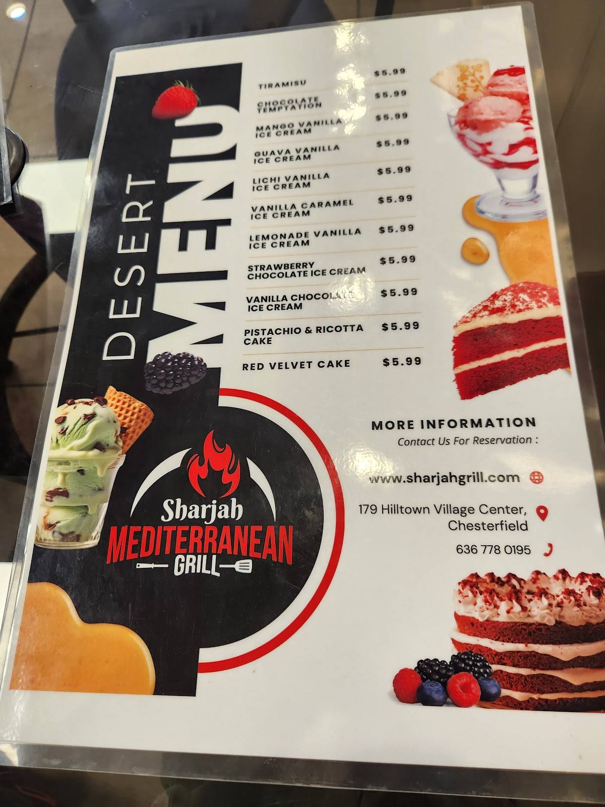 Menu at Sharjah Mediterranean Grill restaurant, Chesterfield