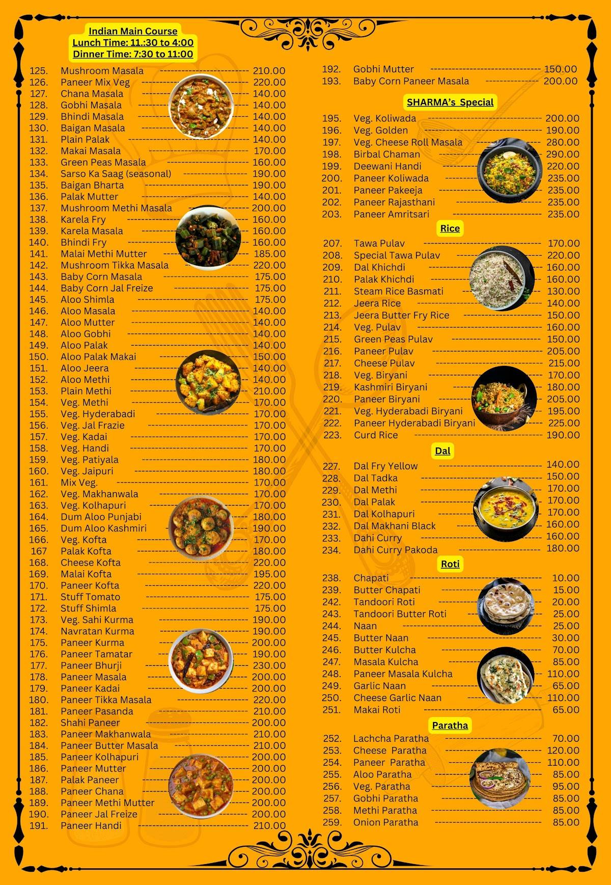 Menu at Sharma Dairy & Fast Food Restaurant, Mumbai, Shop No.1