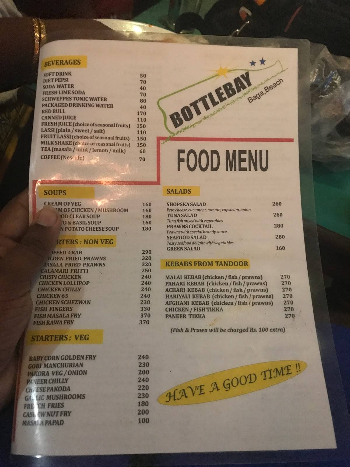 Menu at Sheesha Beach Lounge Goa, Baga