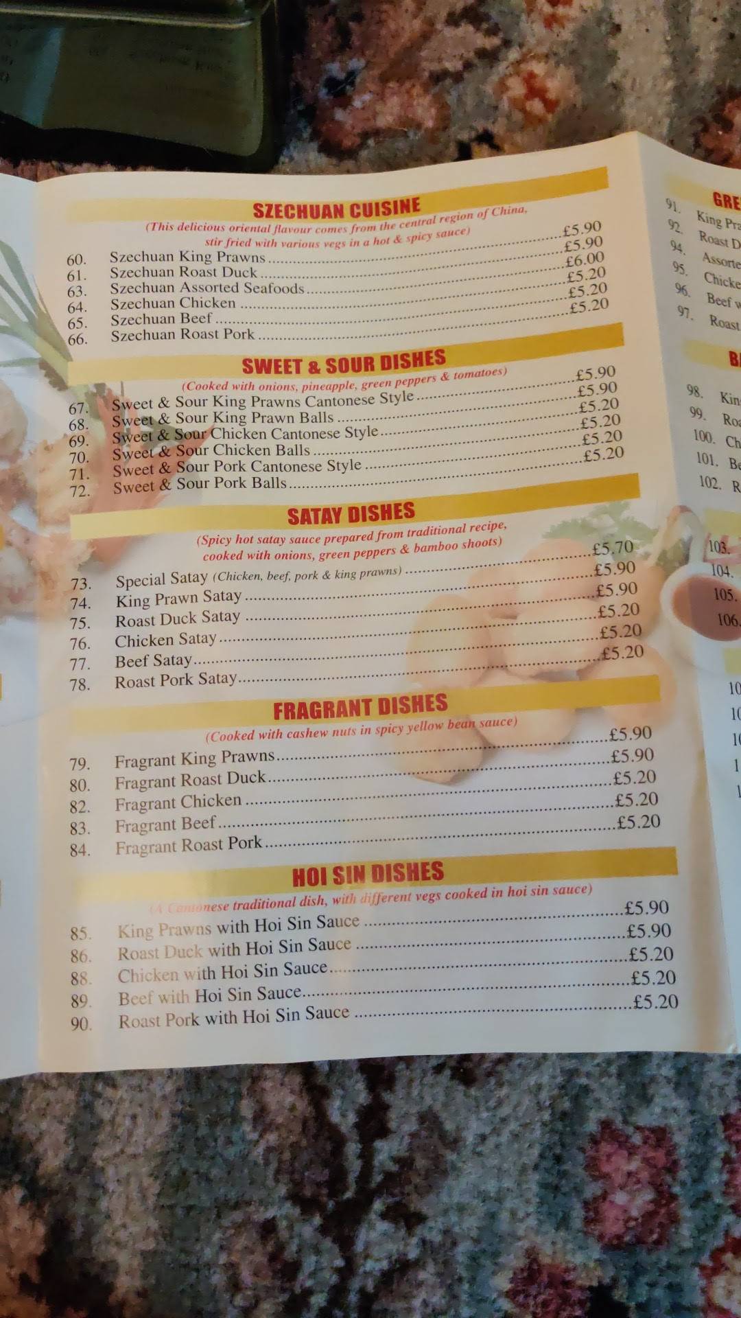 Menu at China Delight fast food, Sheffield