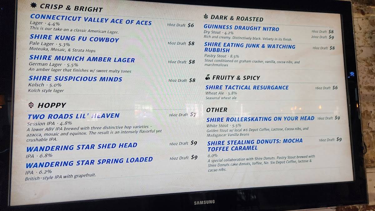Menu at Shire Tavern restaurant, Dalton