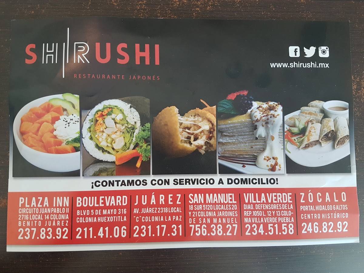 Carta del restaurante Shirushi San Manuel, Heroica Puebla del Zaragoza ...