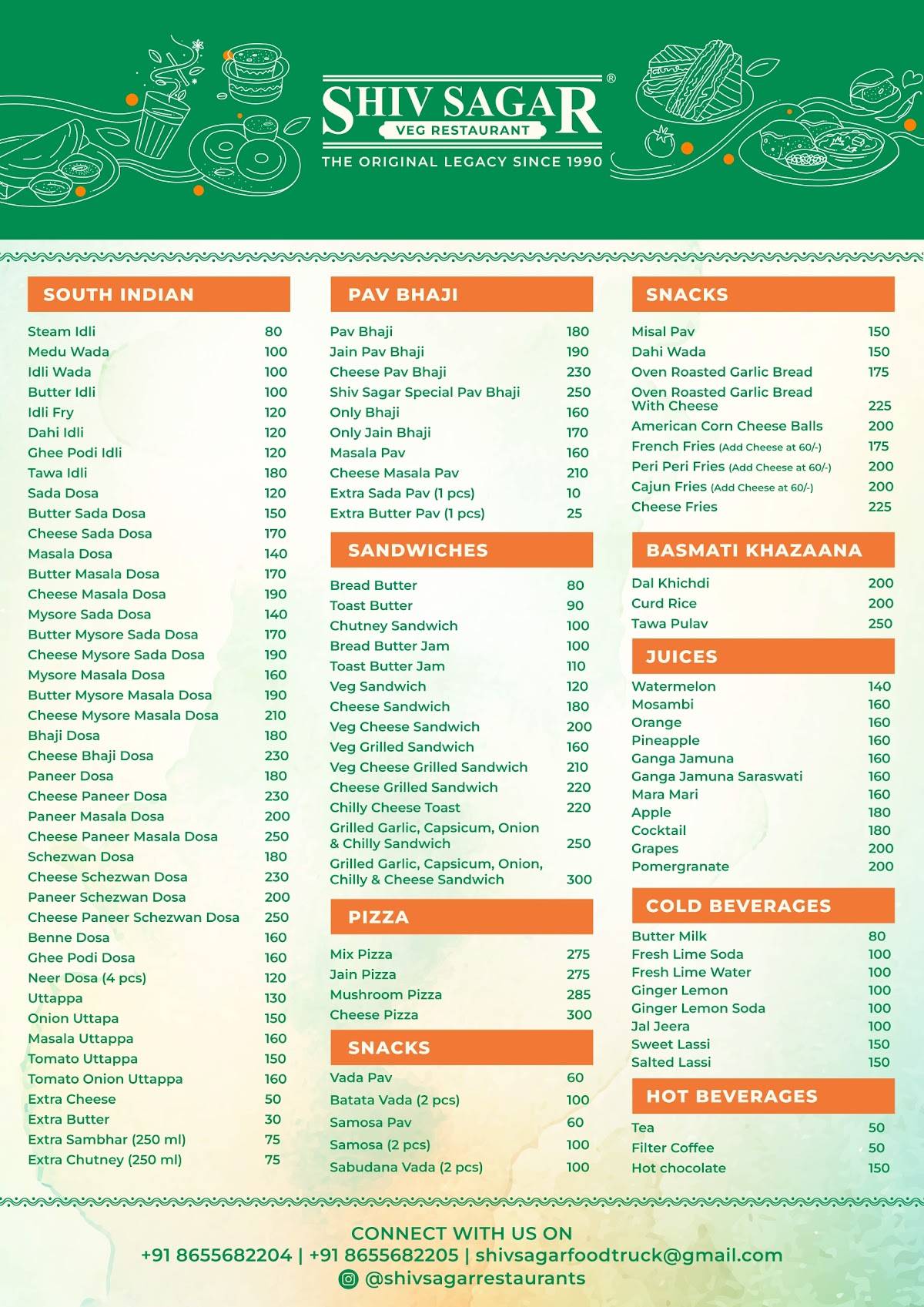 Menu at Shiv Sagar Food Truck, Mumbai