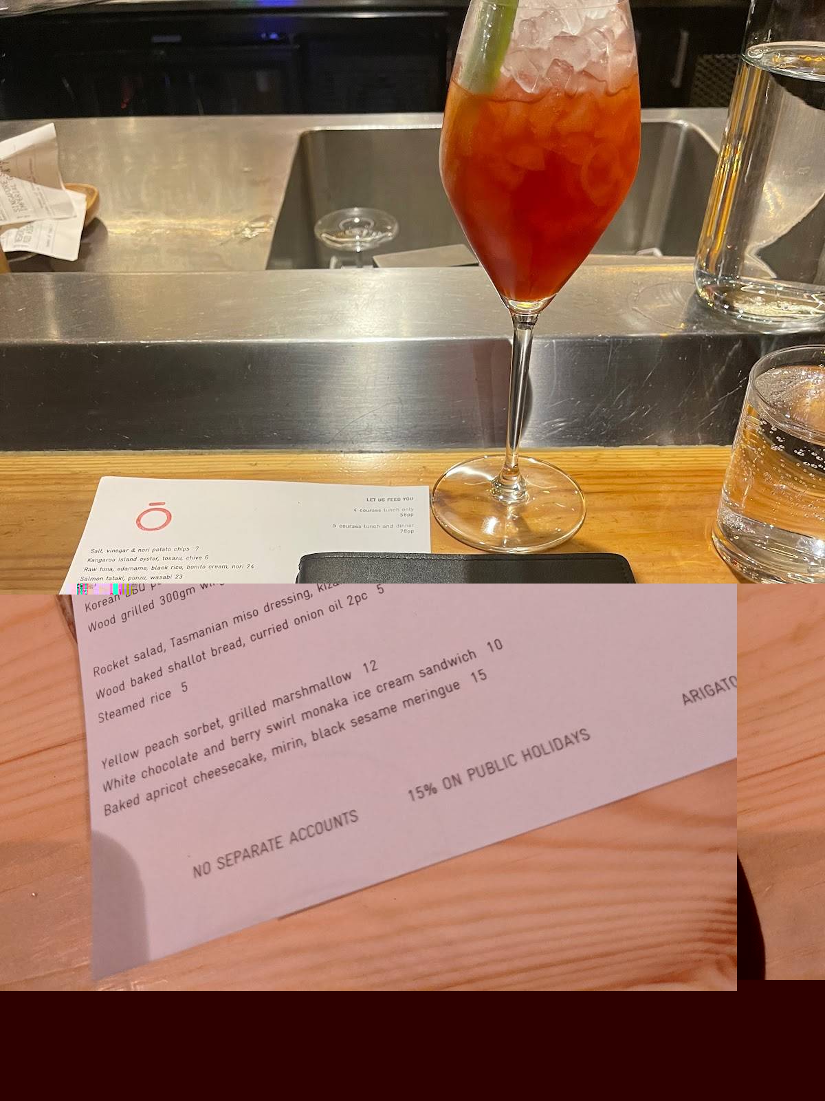 Menu at Shobosho restaurant, Adelaide
