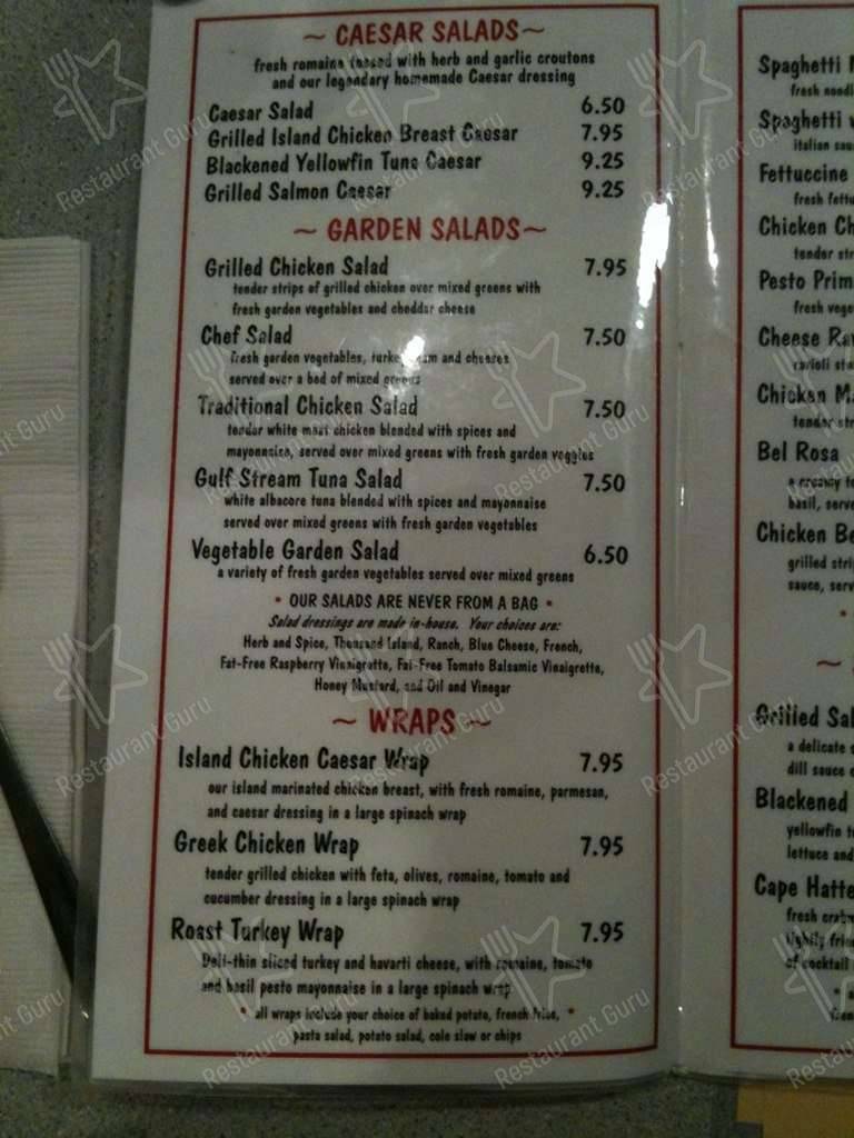 Menu at Sidetrack Grill restaurant, Elon