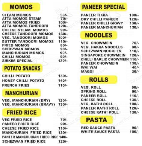 Menu at Nihal Singh, Jaipur