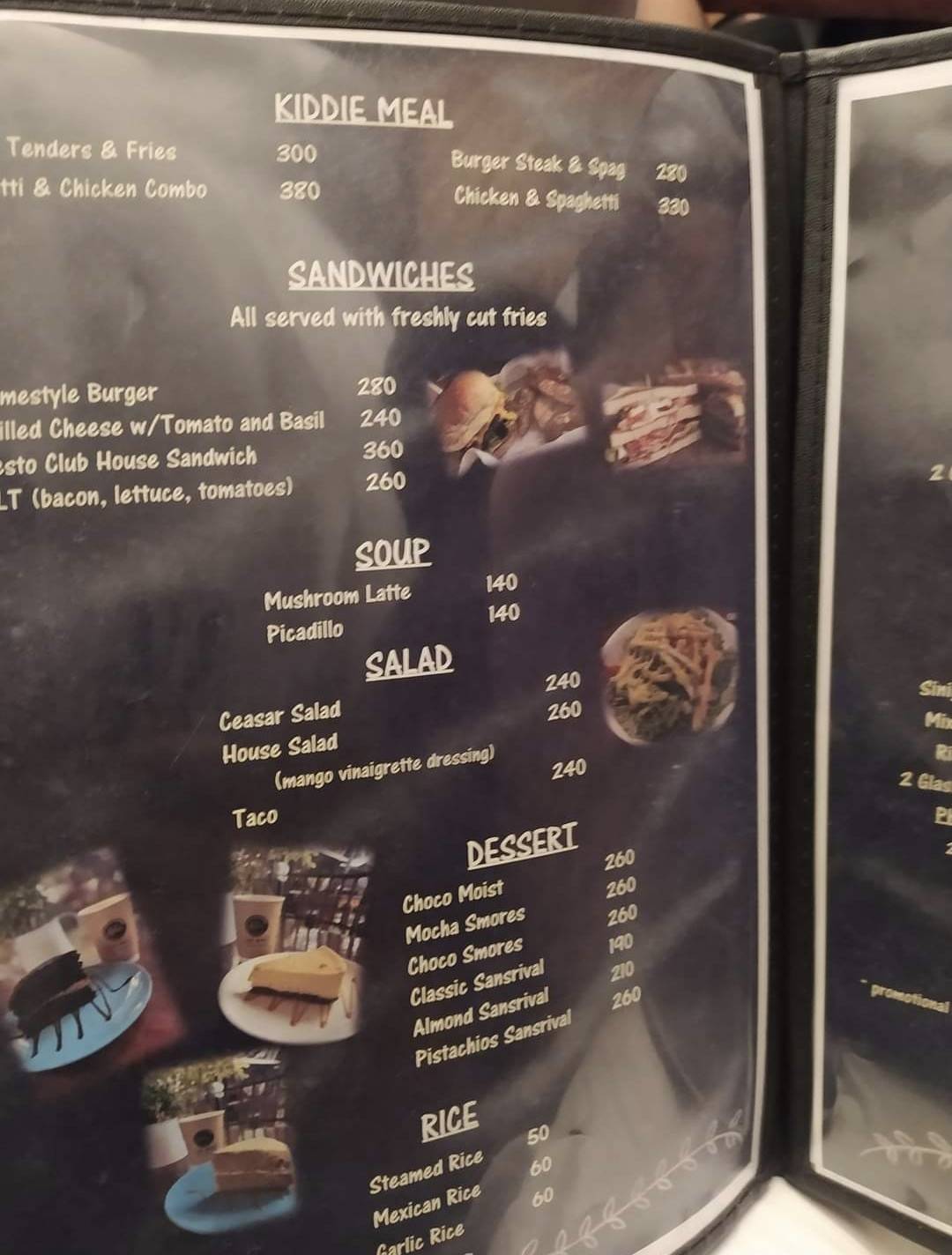 Menu at Kubli Cafe Bistro Silang, Silang
