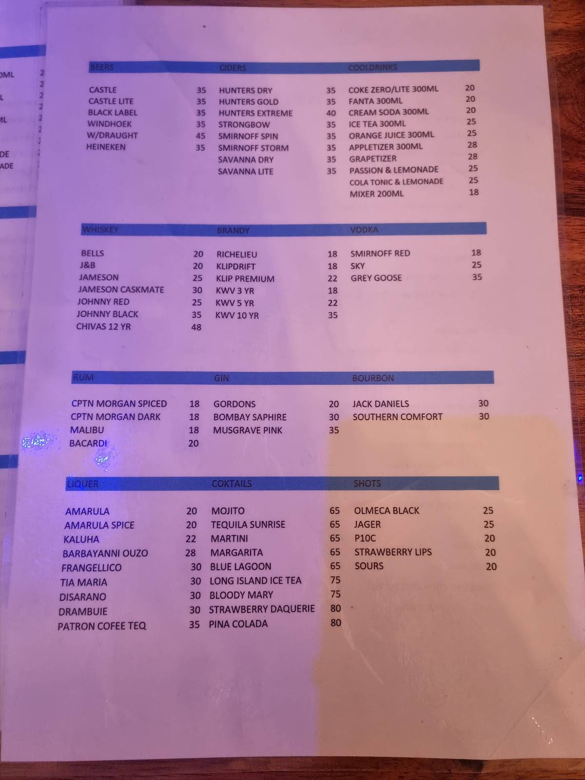 Menu at Simply Greek restaurant, Stellenbosch, 3 Plein St