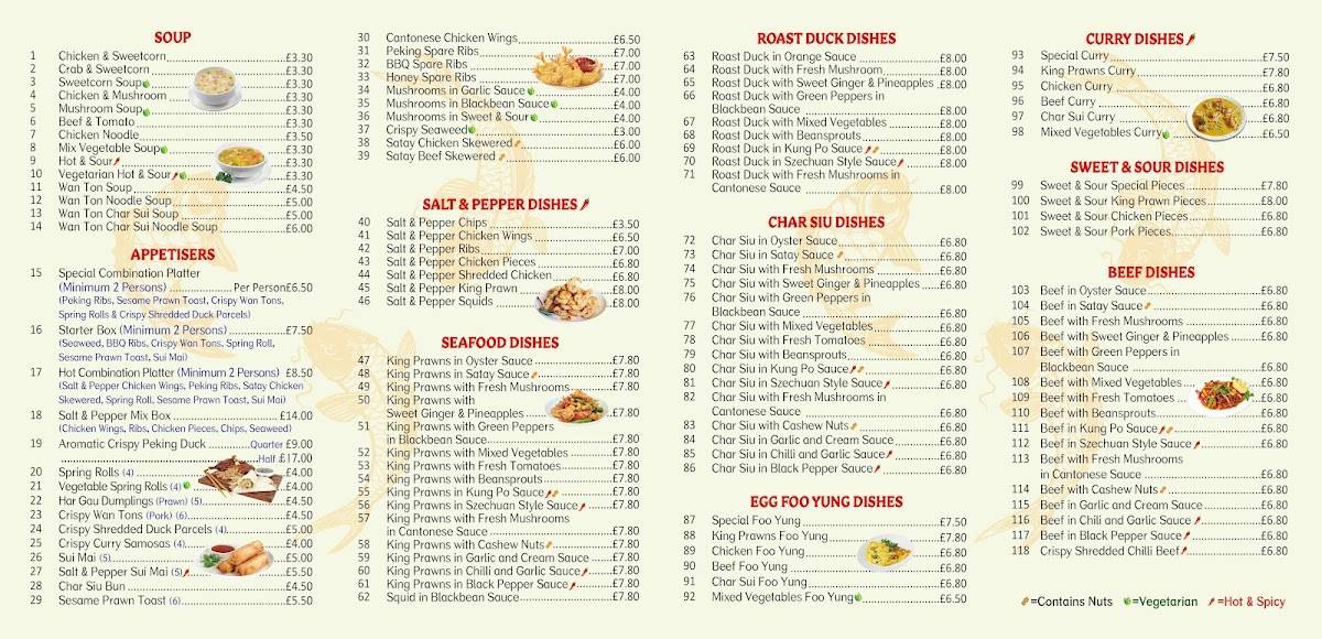 Menu at Sing Ping Restaurant, Prescot