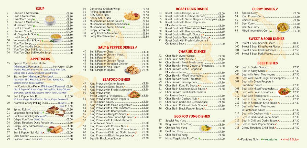 Menu at Sing Ping Restaurant, Prescot