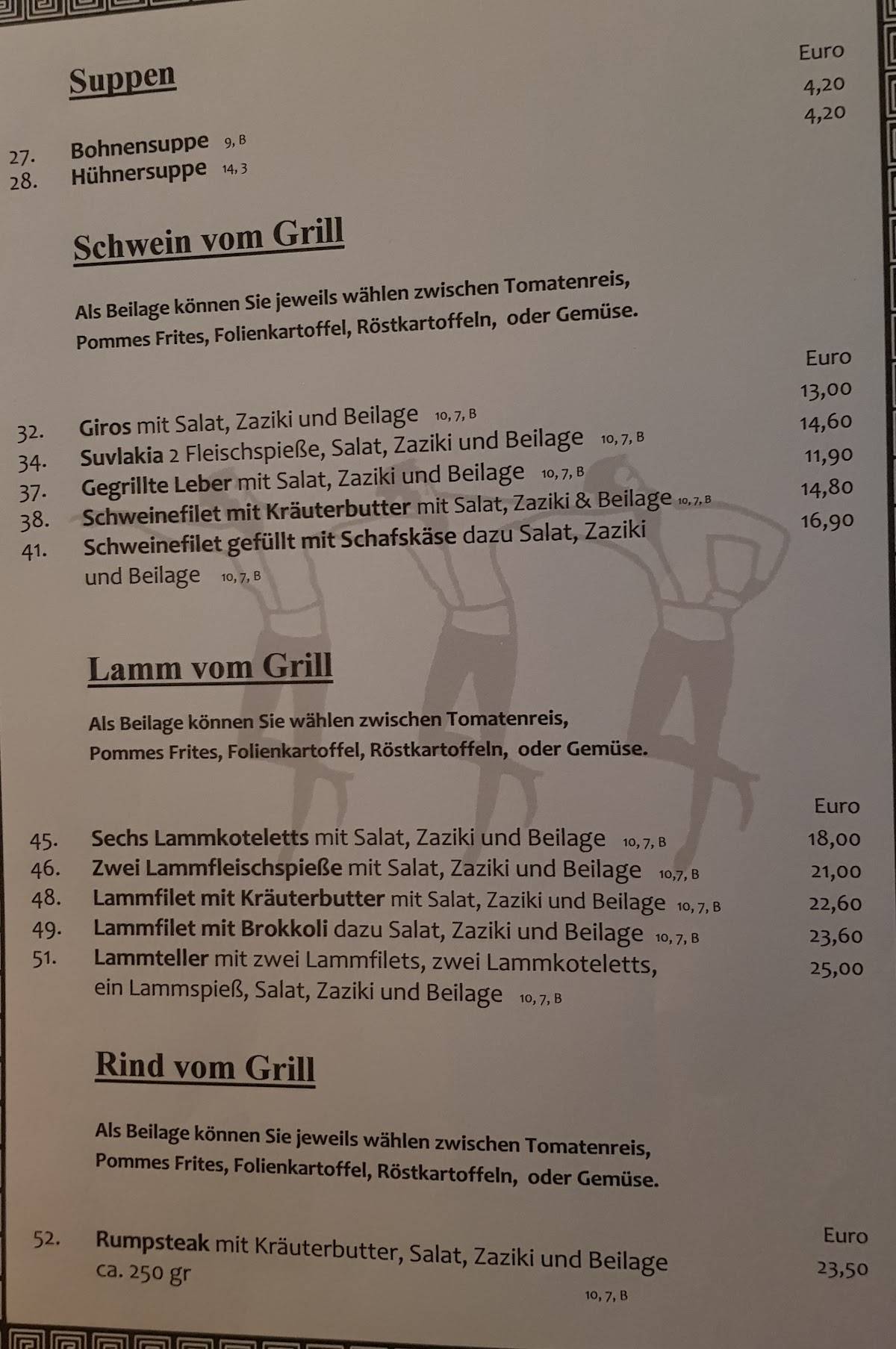Speisekarte von Sirtaki restaurant, Glinde