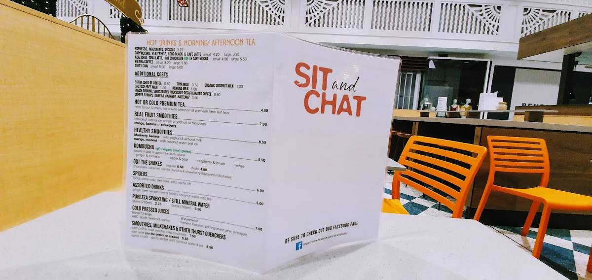 Menu at Sit & Chat cafe, Erina