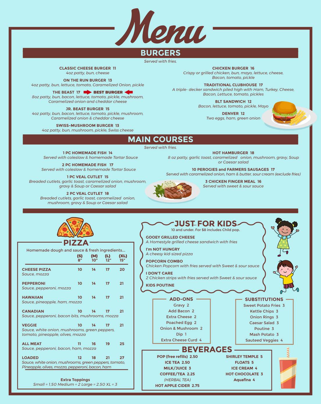 Menu at Sixth & Railway Grill restaurant, Rosthern
