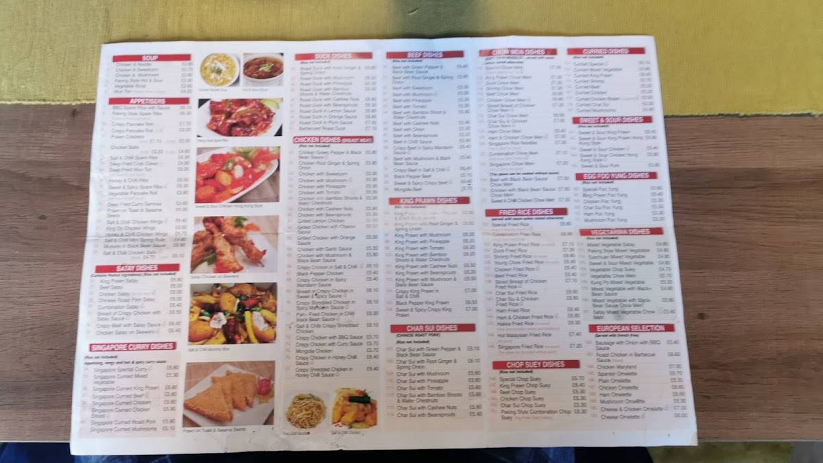 Menu at Sizzling Wok fast food, Glasgow, 7 Lindores Dr
