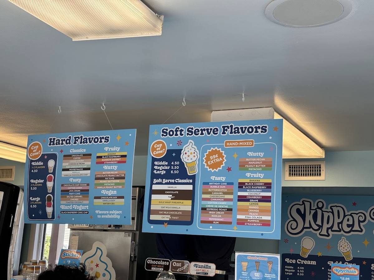 Carta del postres Skipper Dipper, Long Beach