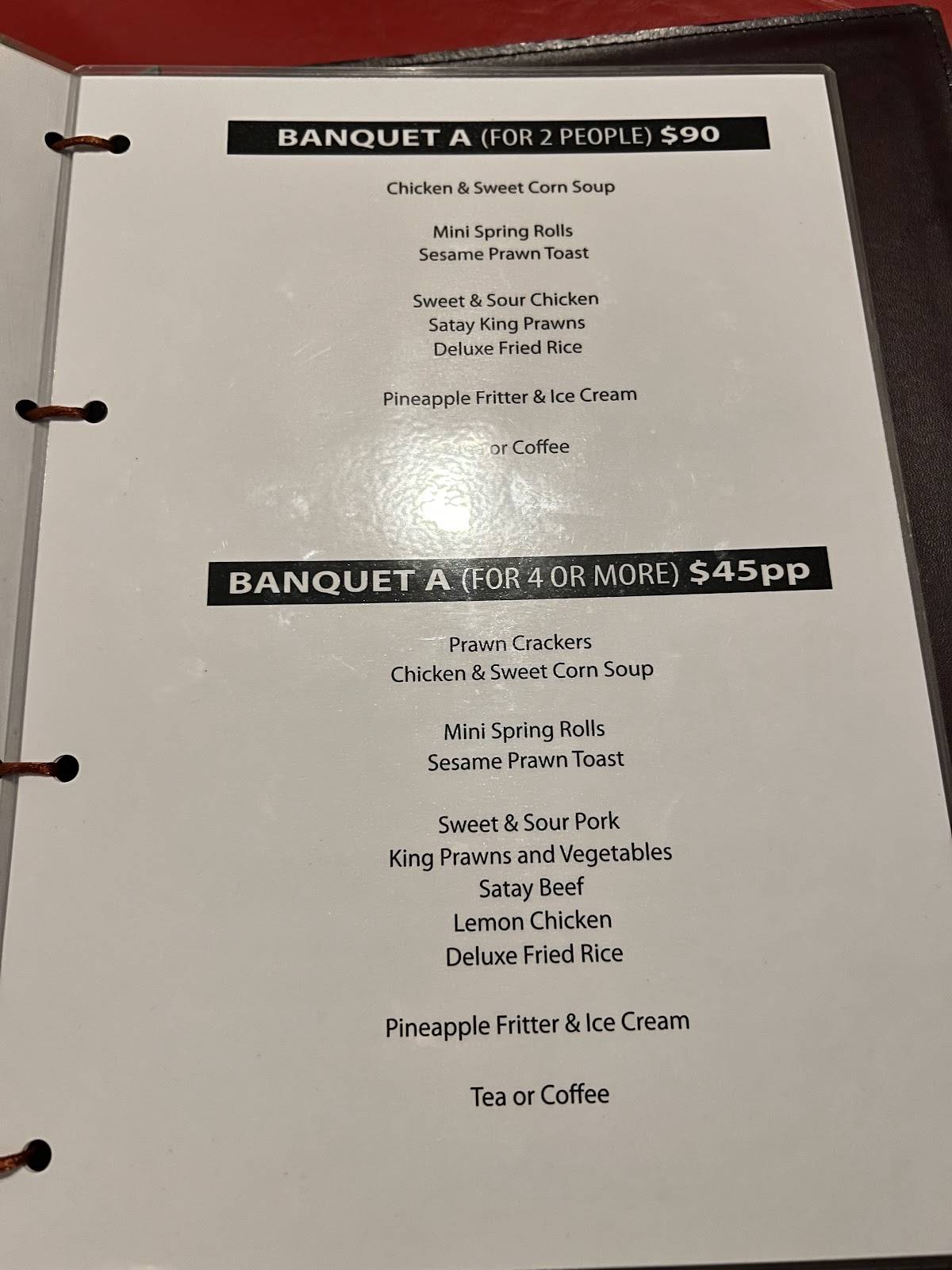Menu at Sky King Chinese Restaurant, Devonport