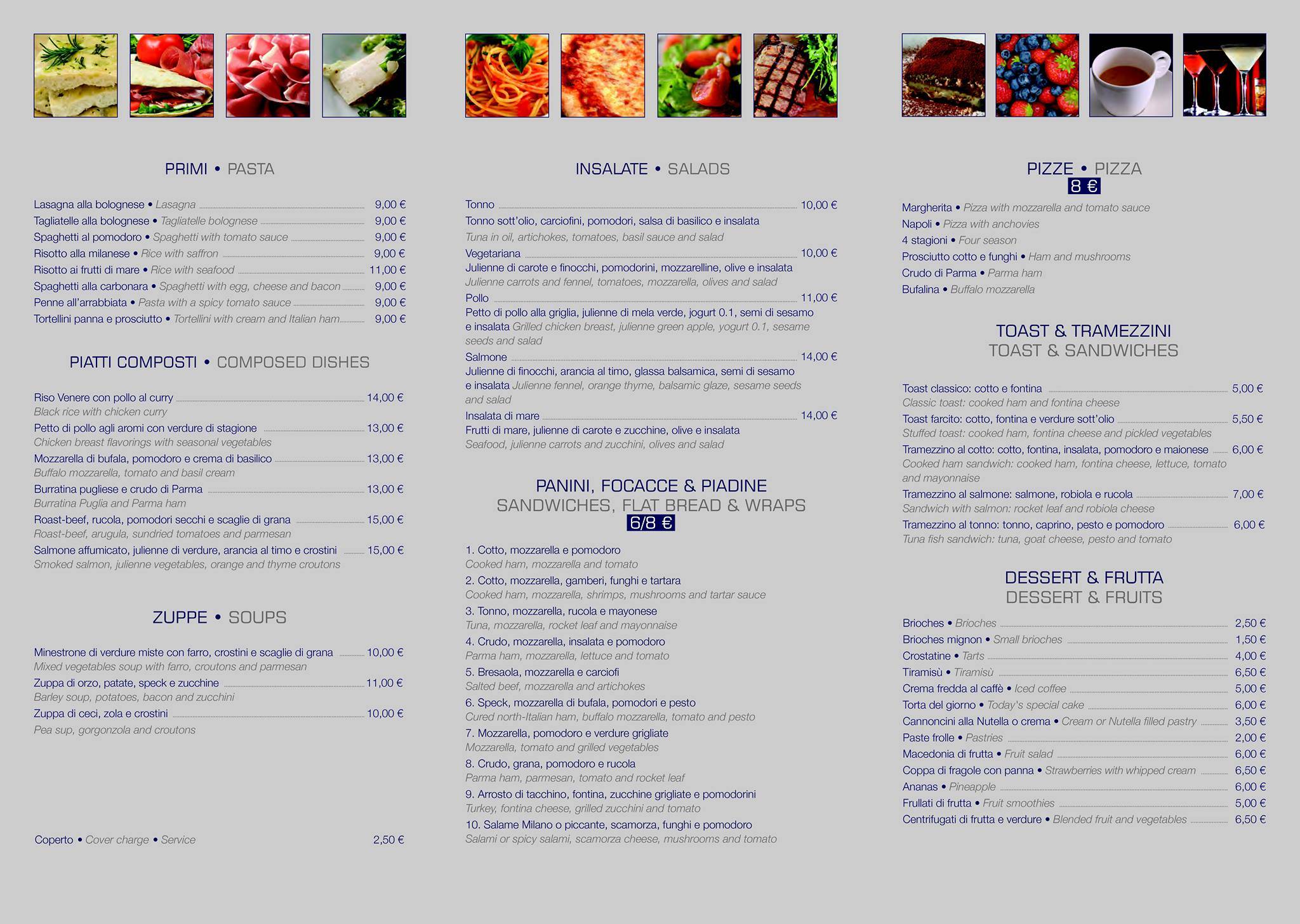 Menu da Skyline Milano Cafe, Milano