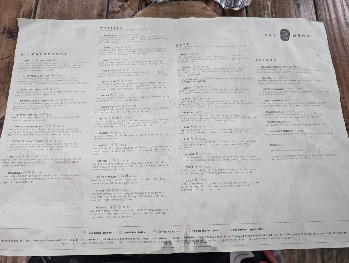 Menu at Slice of Cornwall restaurant, Constantine, Trewardreva Mill
