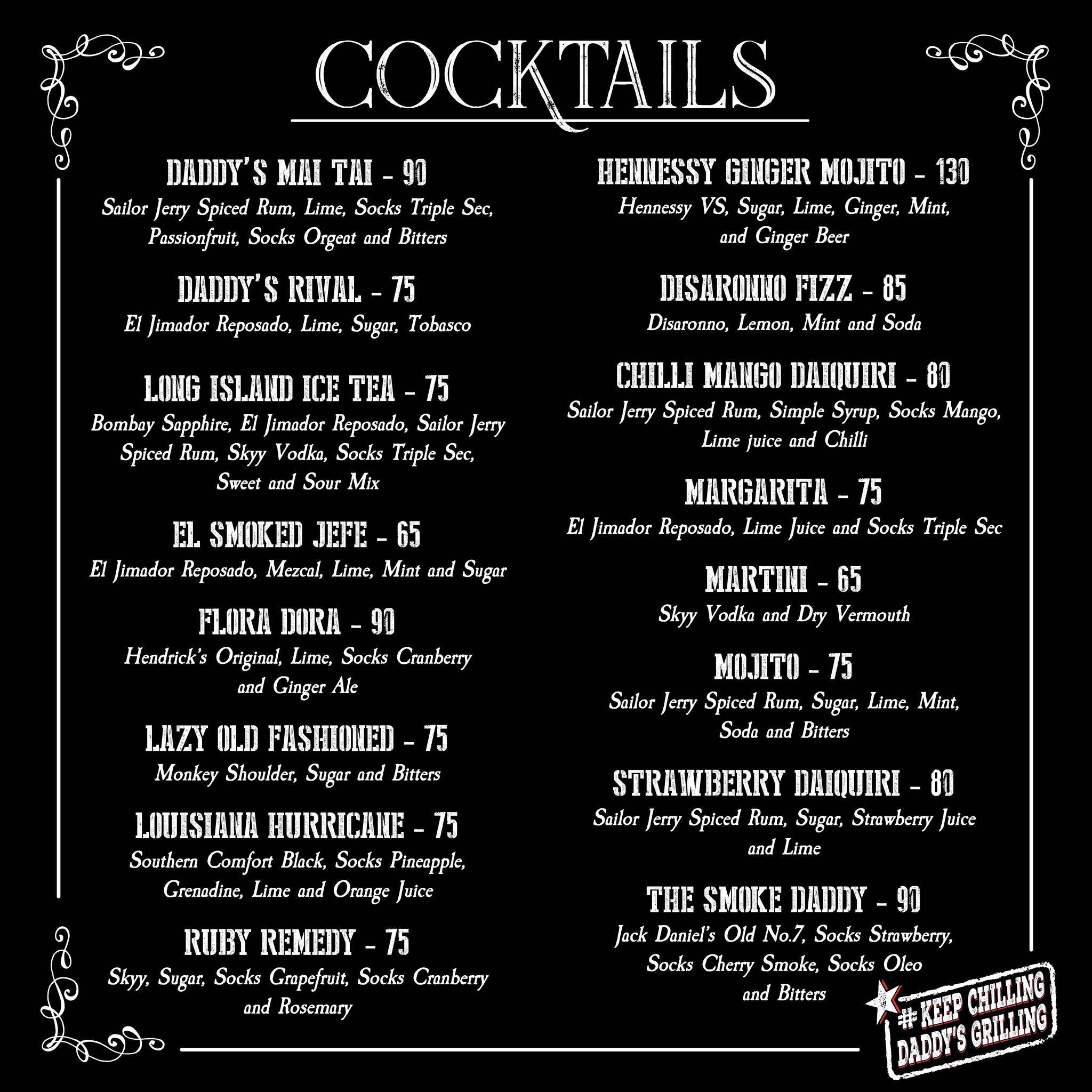 Menu at Smoke Daddy's restaurant, Randburg, Cedar Square Shopping Centre