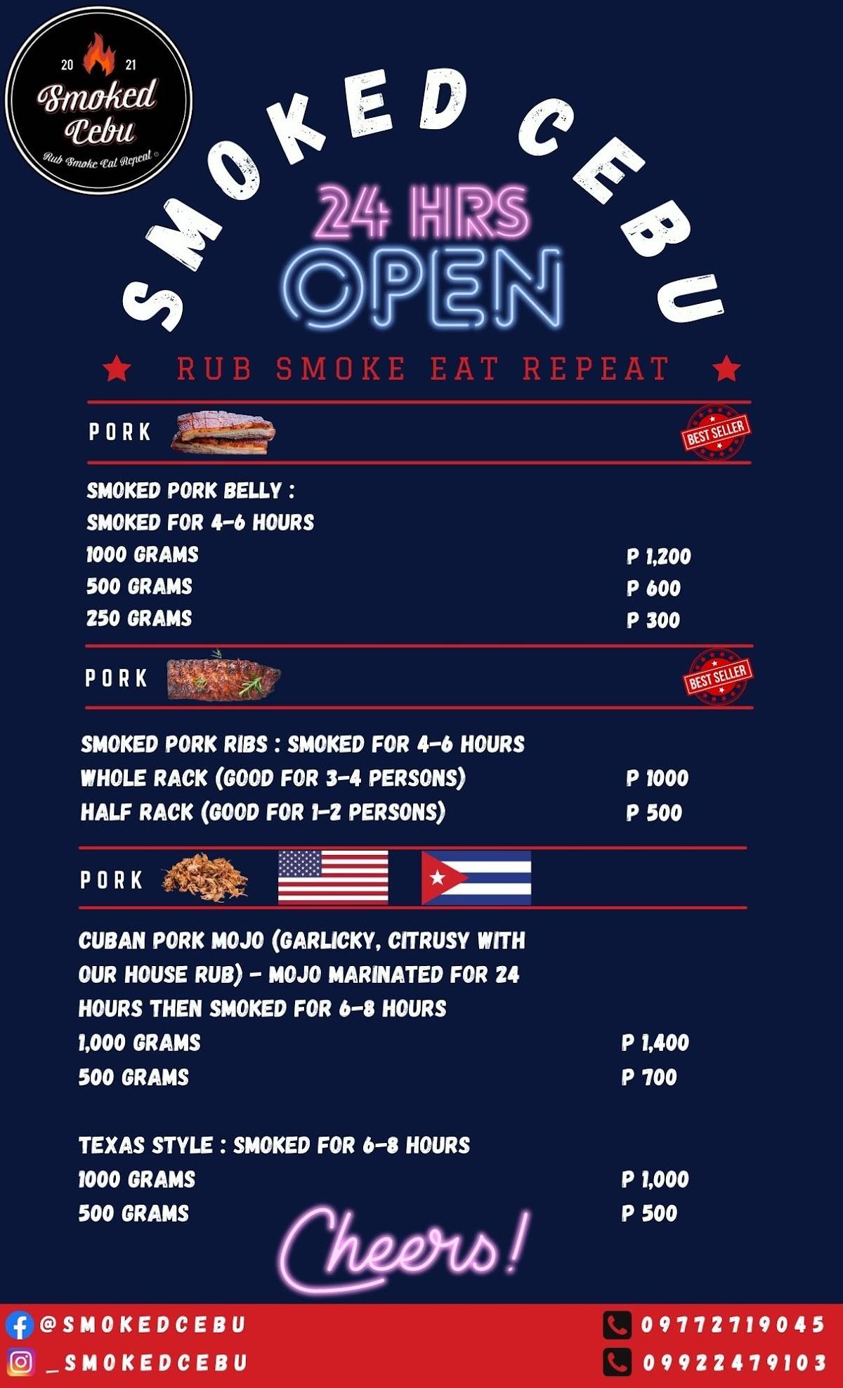 Menu at Smoked Cebu pub & bar, Cebu City