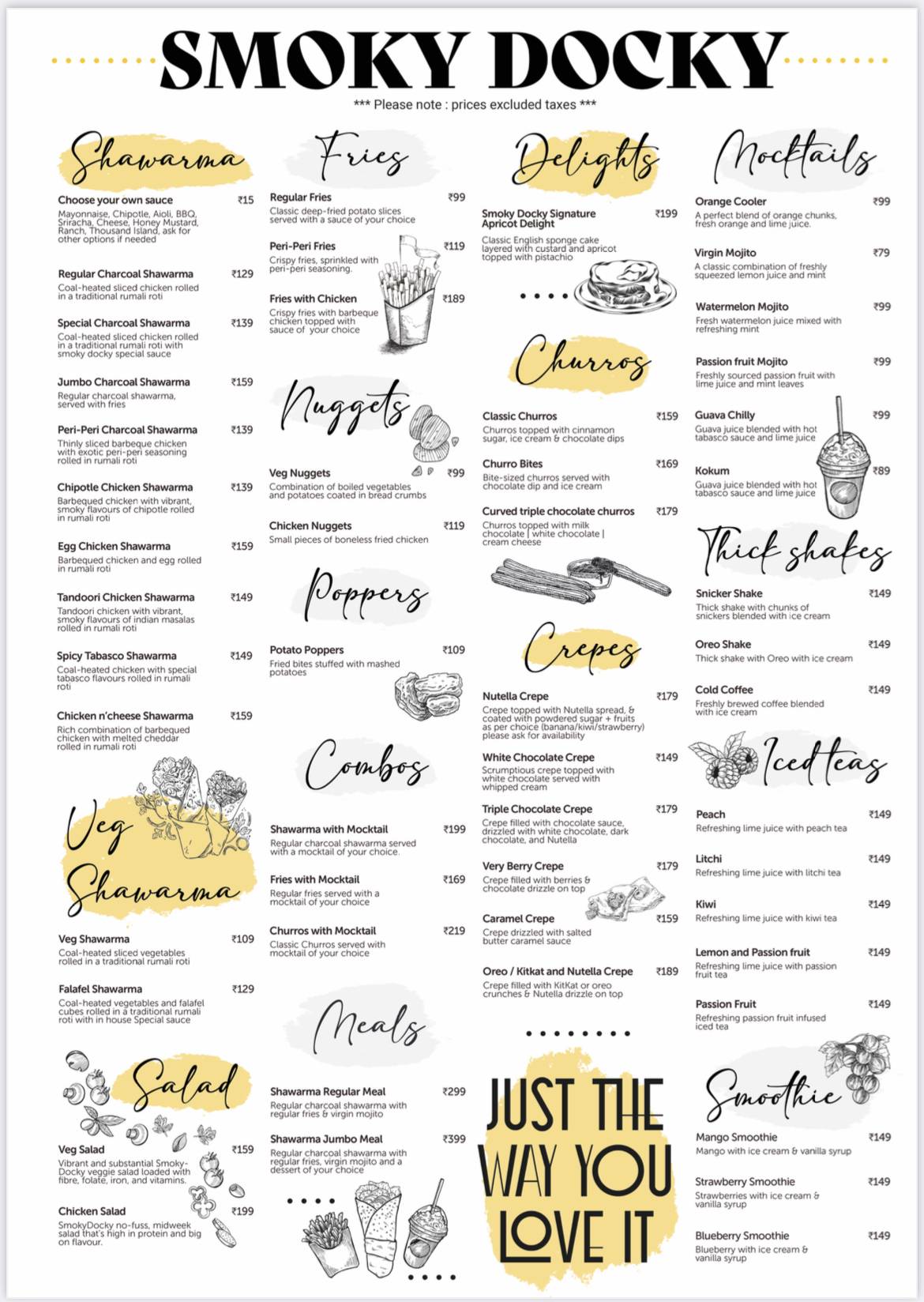 Menu at Smoky Docky Bel road, Bengaluru