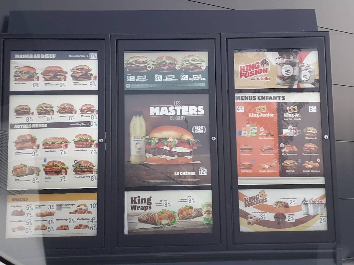 Menu au Burger King restaurant, Somain, 181 Bd Louise Michel