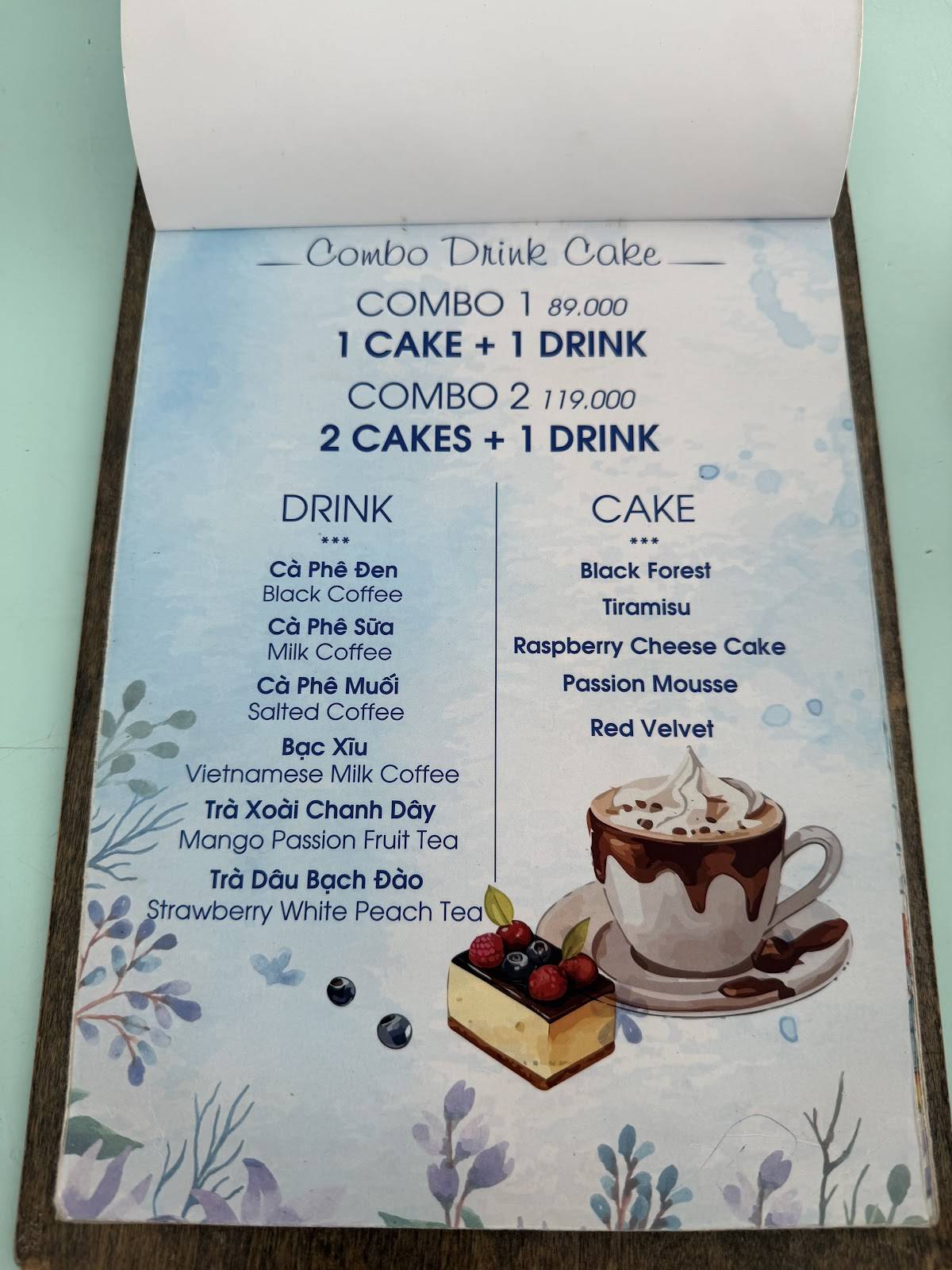 Menu at Sơn Trà Marina restaurant, Da Nang