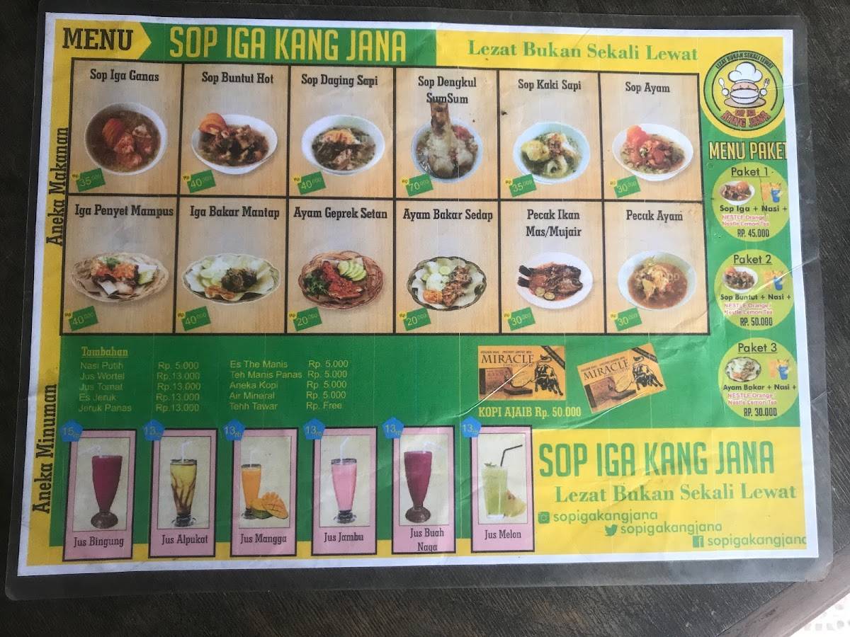 Carta del restaurante Sop Iga Kang Jana, Tangerang del Sur, luar ...