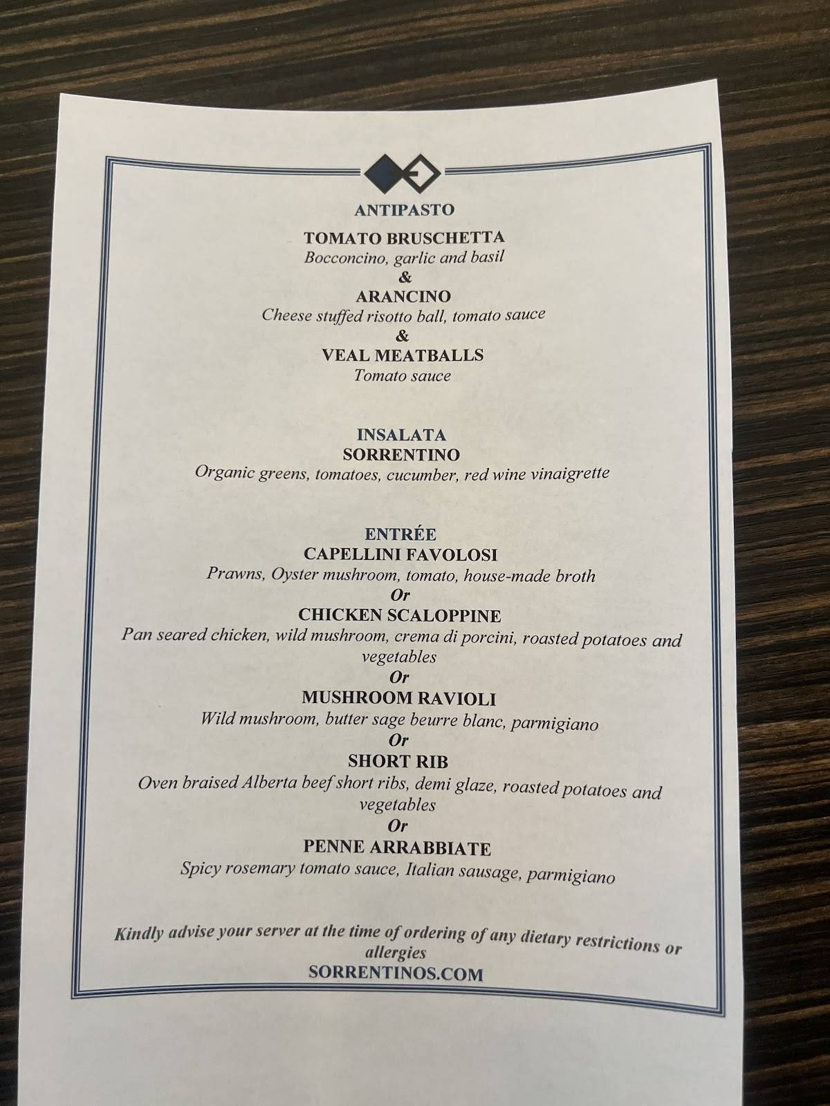 Menu au Bistecca Italian Steakhouse & Wine Bar, Edmonton