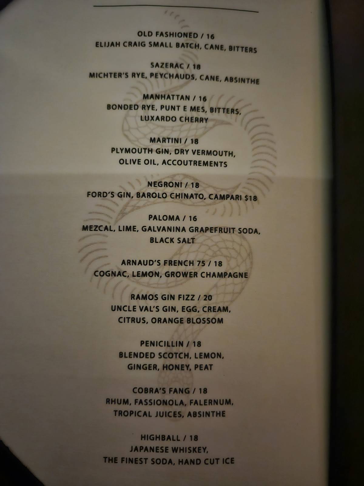 Menu at Sous Terre pub & bar, Raleigh