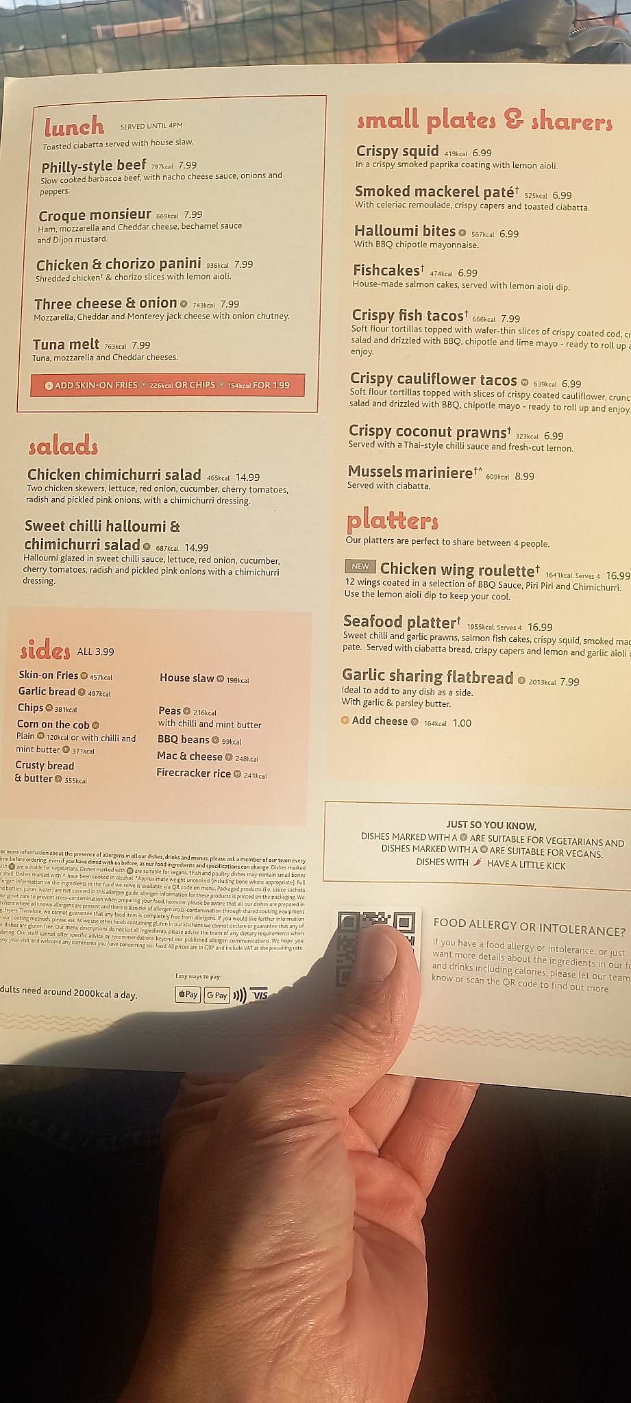 Menu at South Beach Cafe, Exmouth