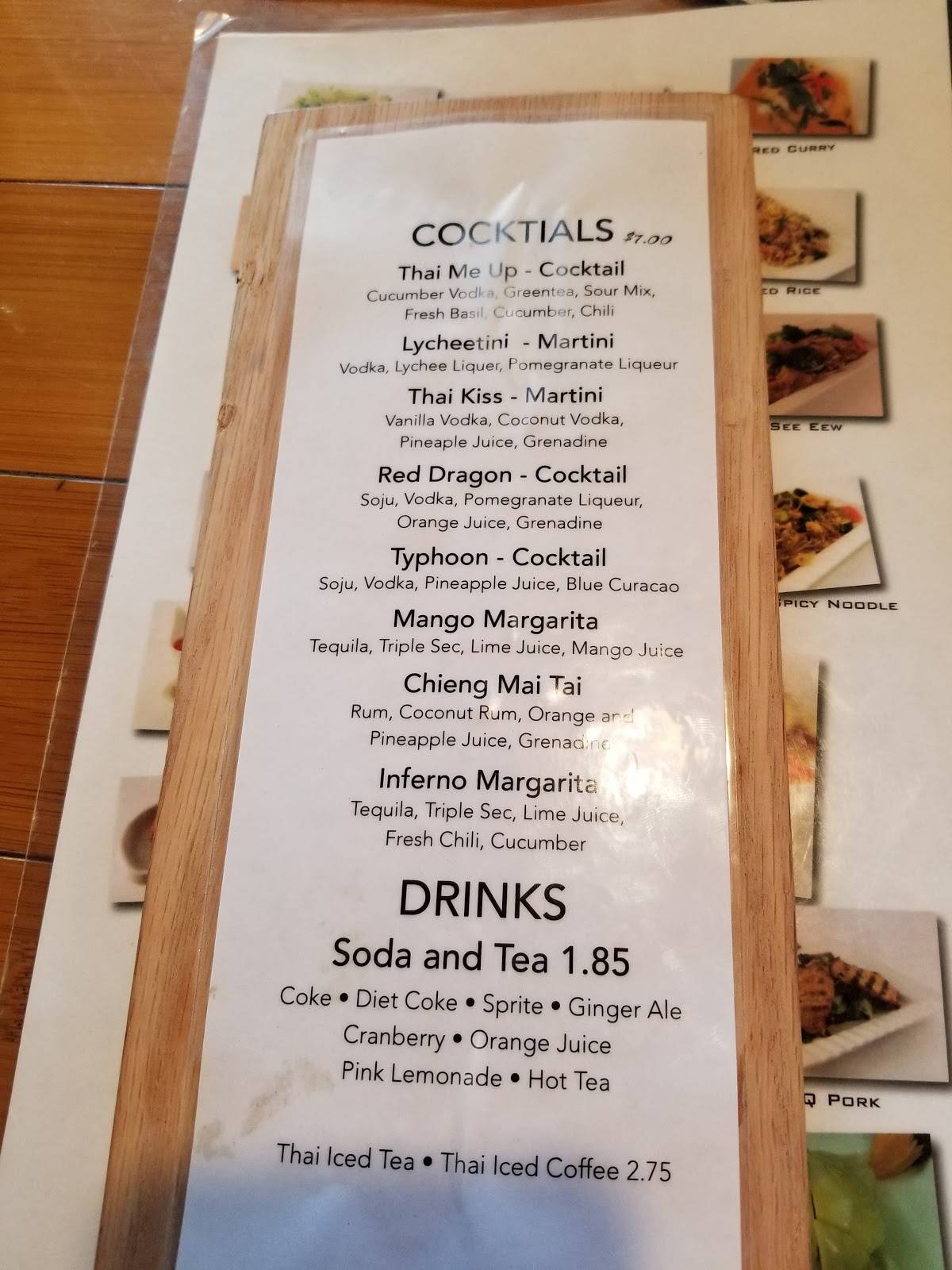Menu at Thai Place restaurant, South Hadley