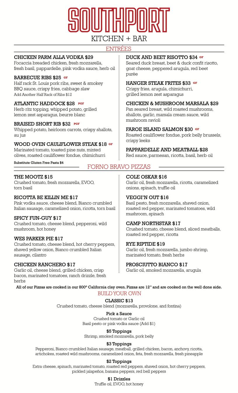Menu at SouthPort Kitchen + Bar, Rye