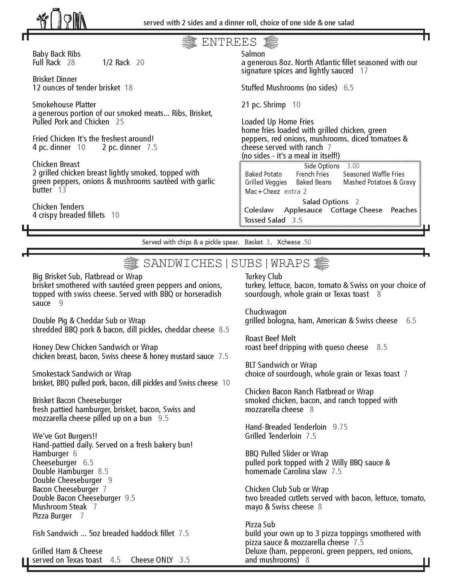 Menu at Southside Restaurant, Coldwater