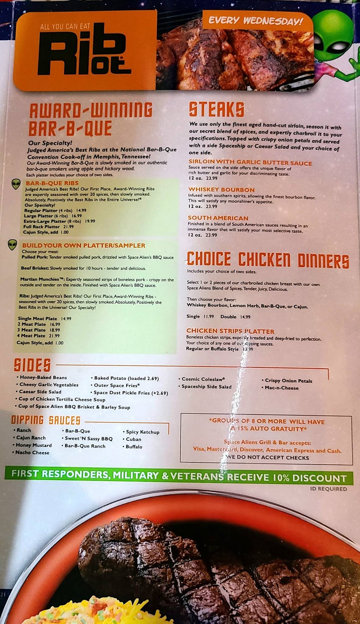 Menu at Space Aliens Grill & Bar, Bismarck