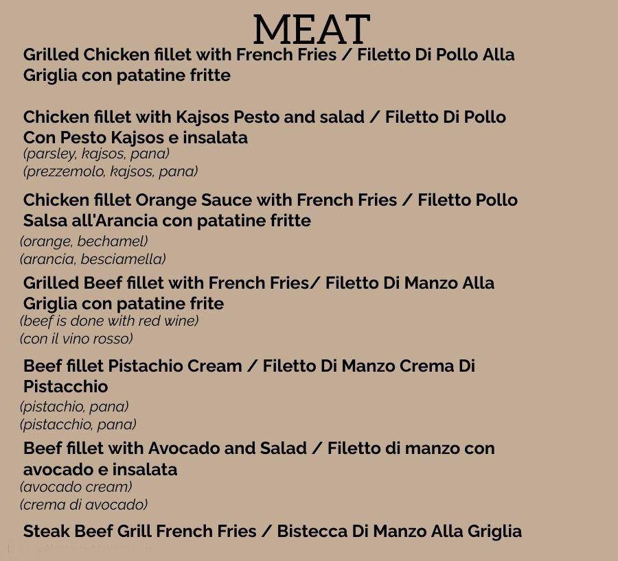 Menu at Spaghetti Junction restaurant, Saint Paul's Bay