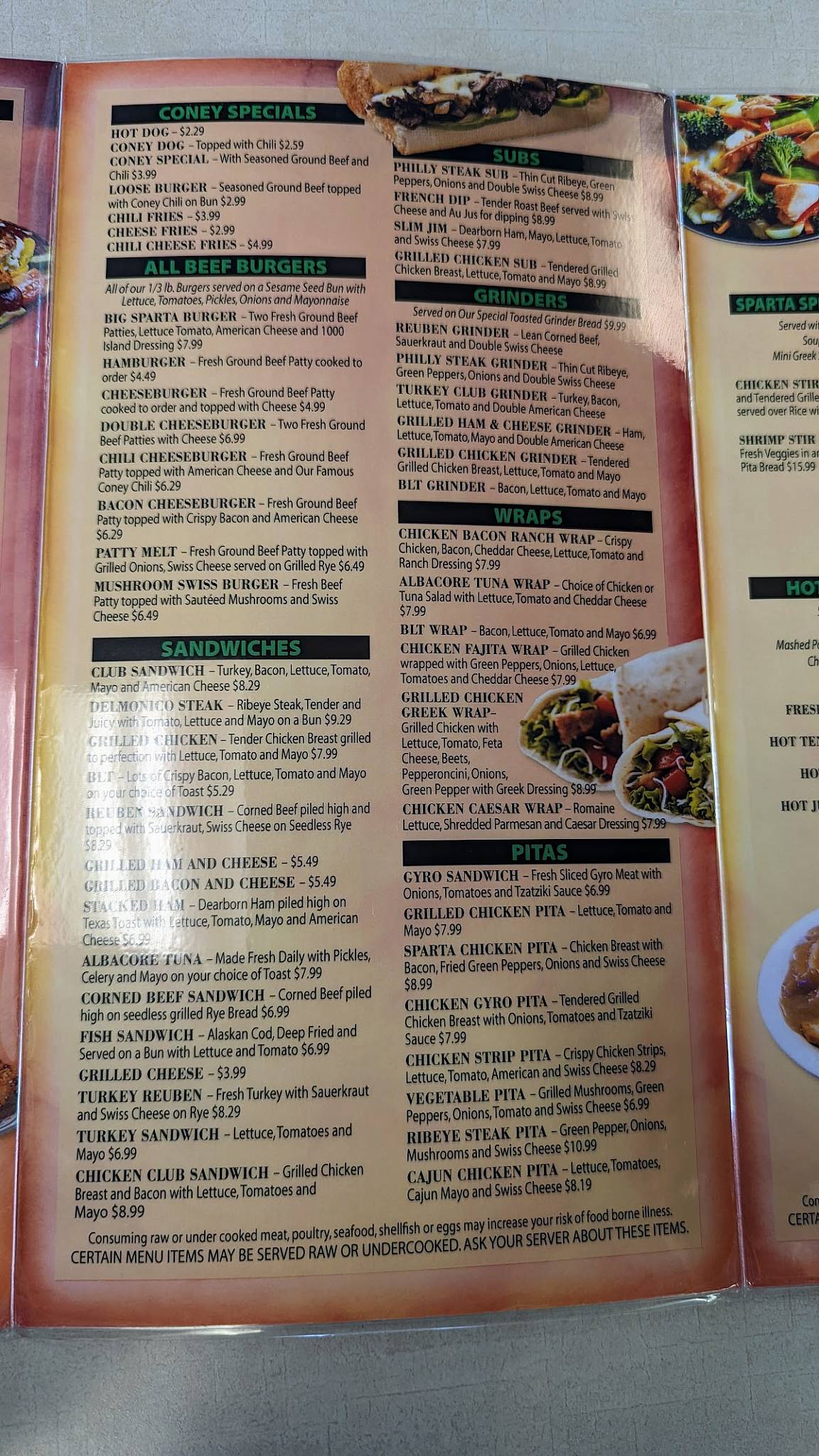 Menu at Sparta Family Dining restaurant, Woodhaven