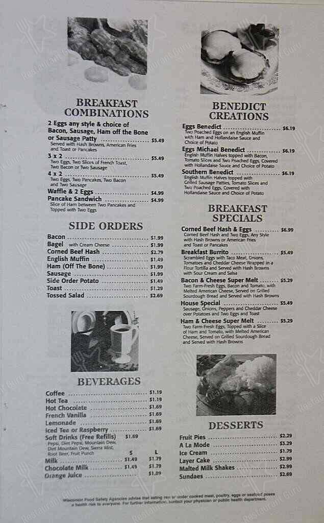 Menu at Sparta Family Restaurant, Sparta