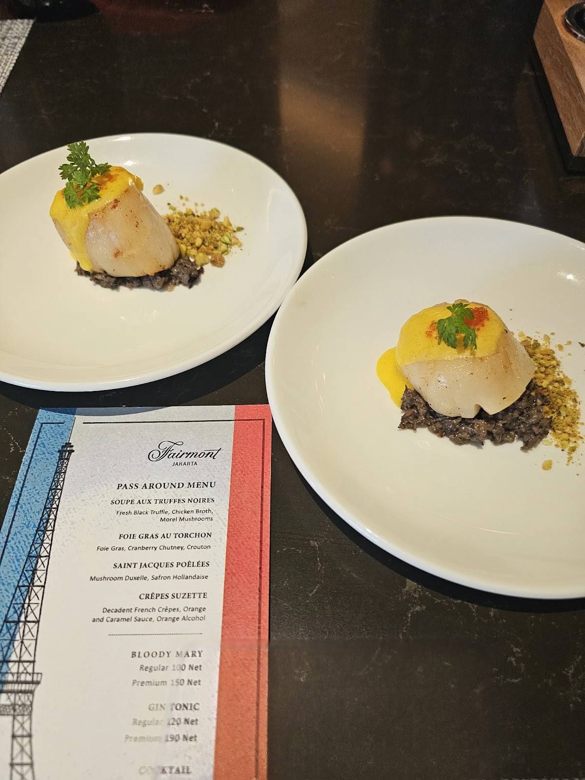 Menu at Spectrum restaurant, Jakarta, Fairmont Jakarta