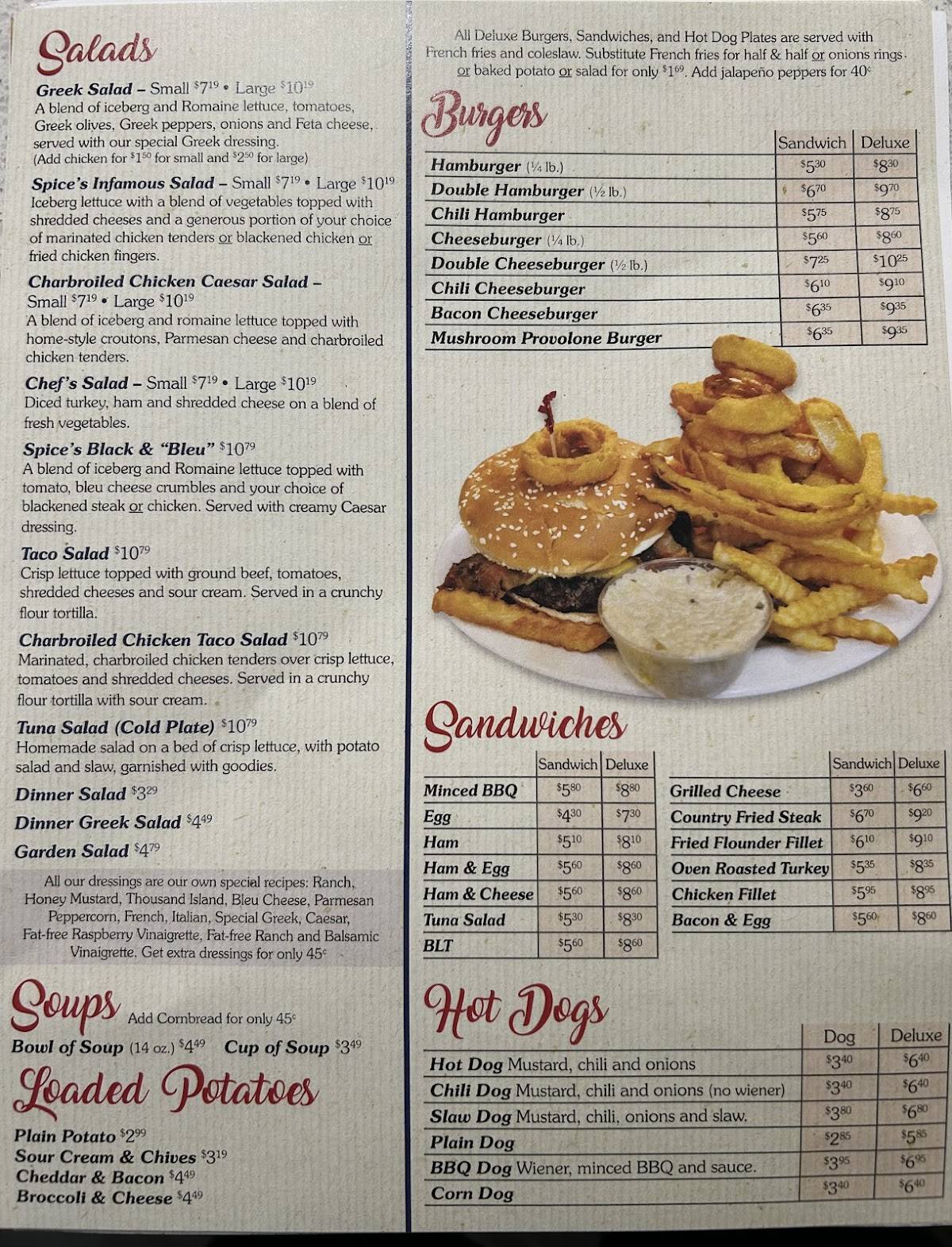 Menu at Spice Diner restaurant, Simpsonville