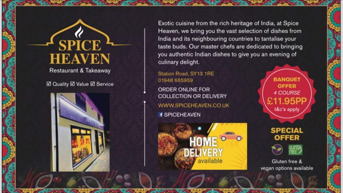 Menu at Spice Heaven Indian Restaurant Takeaway Delivery, Whitchurch, 4 ...