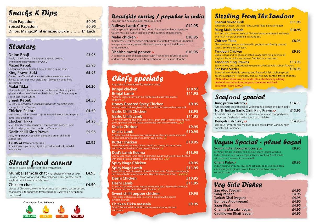 Carta del restaurante Spice Island Menai Bridge, Menai Bridge