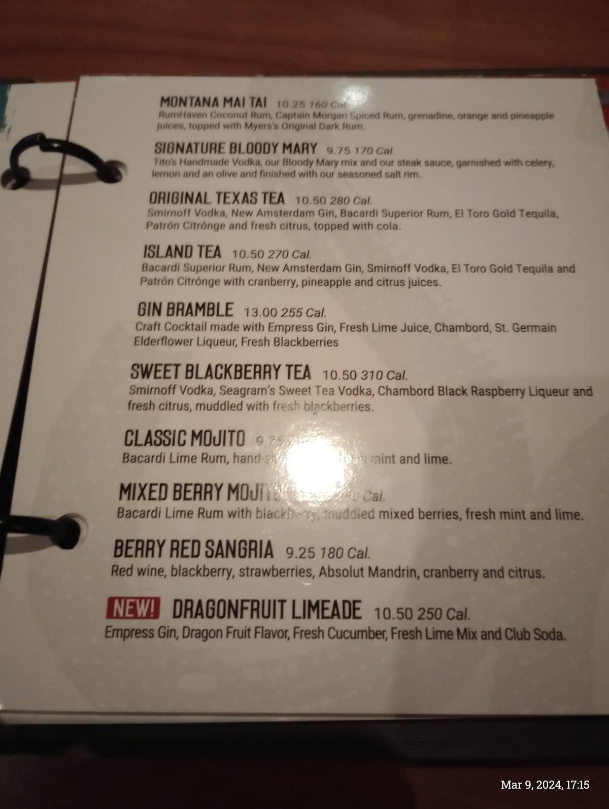 Menu at Black Angus Steakhouse, Spokane Valley